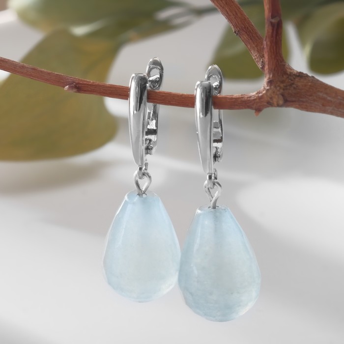 Серьги капля гранёная маленькая "Кварц голубой" (арт. 9596849) по ...